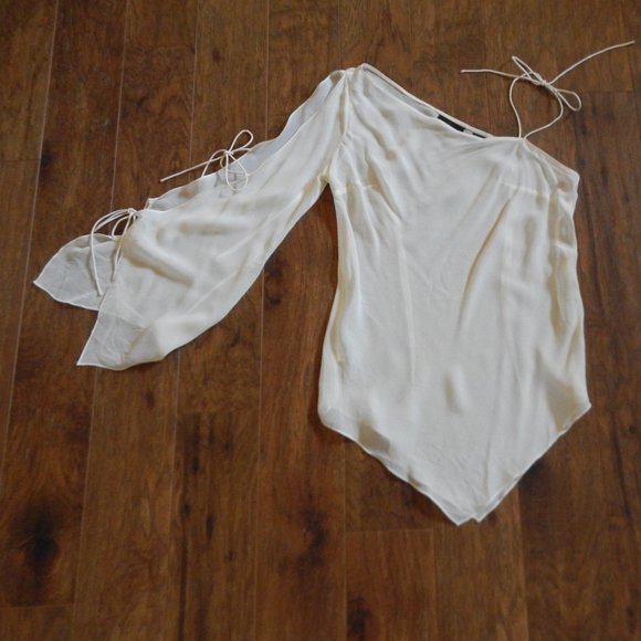 Express | Tops | Express Size 56 Sheer One Shoulder Cream Colored Top ...